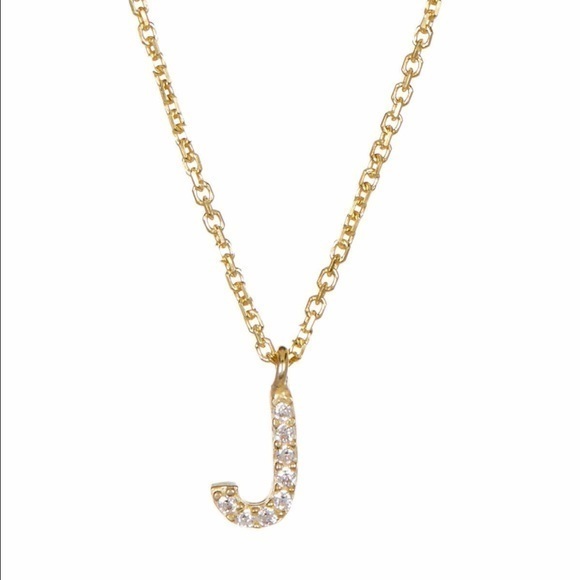Gab Cos Designs | Jewelry | Initial J Cz Paved Gold P 925 Stamped ...